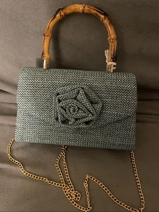 Haute Hippie | Bags | Haute Hippie Gray Woven Tophandle Bag With Bamboo ...